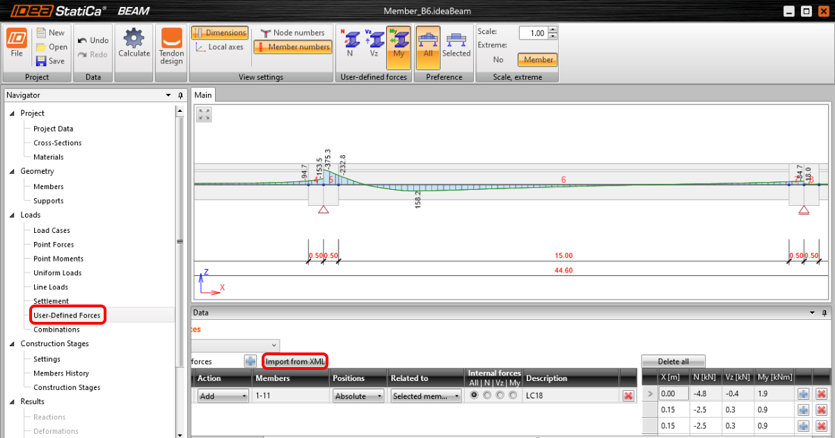 Selected load cases from SCIA Engineer to IDEA StatiCa XML | IDEA StatiCa